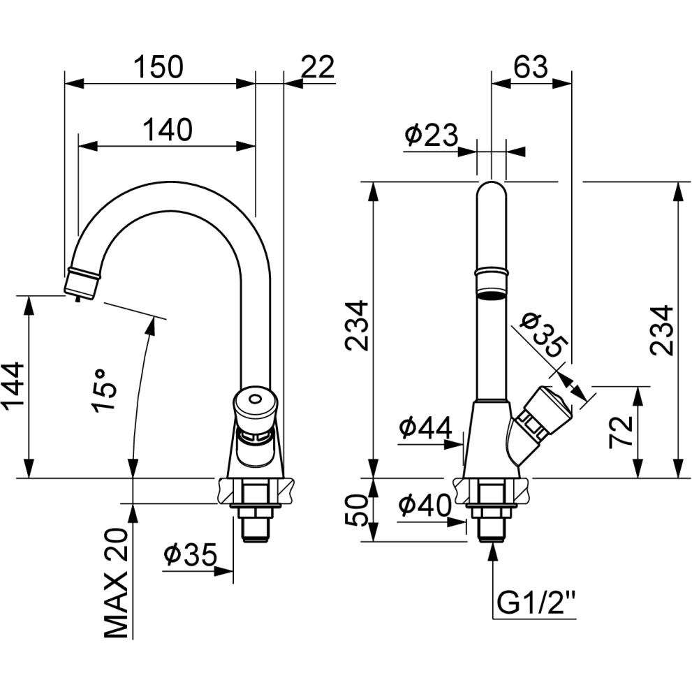 Press Button Time Flow Swan Neck Tap