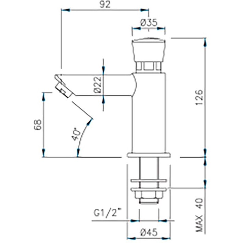 Pillar Tap With Press Button Time Flow Control