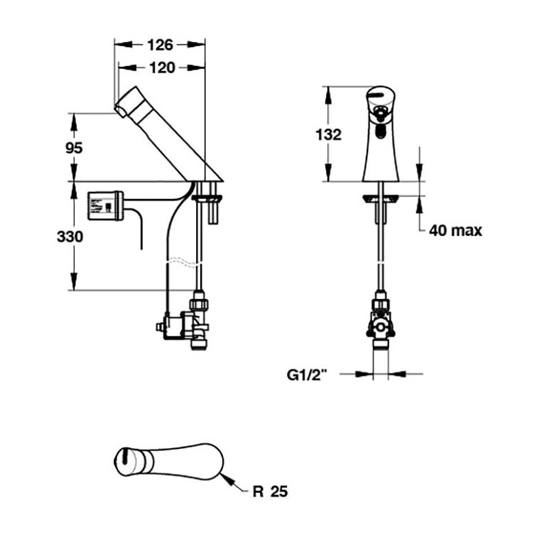 Sensor Operated Angled Basin Tap: Mains Power