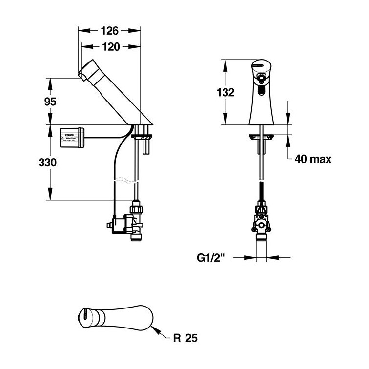 Sensor Operated Angled Basin Tap: Battery Power