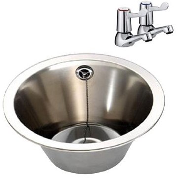 Stainless Steel Inset 340mm Wash Bowl With Lever Taps