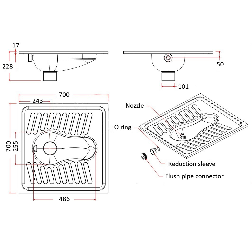 Squatting Toilet Manufactured In Stainless Steel
