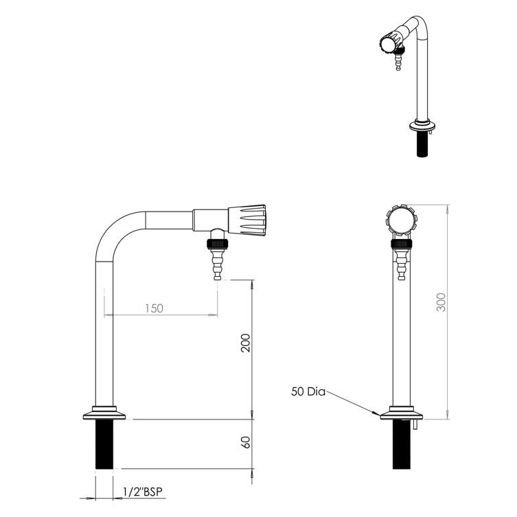 Pillar Laboratory Tap For Hot Or Cold Water