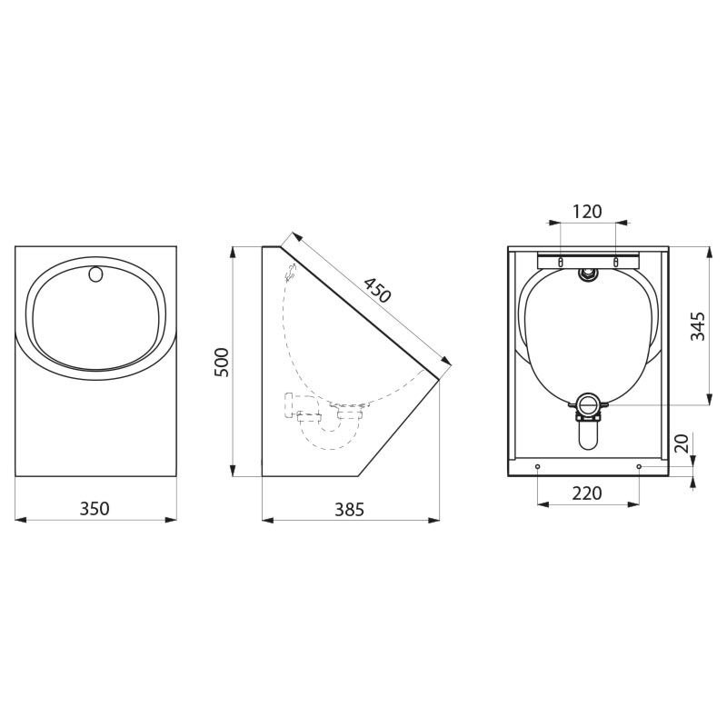 Stainless Steel Top Entry Individual Bowl Urinals
