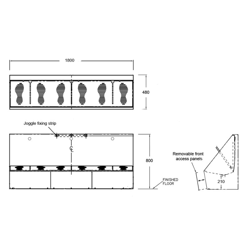 Three-Person Wudu Foot Wash Troughs For Colleges & Schools