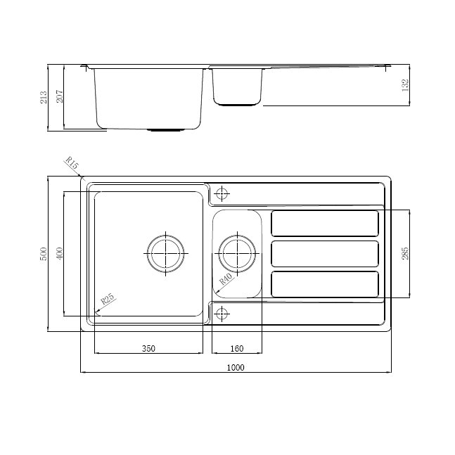 Inset Single Bowl Single Drainer Sink Top